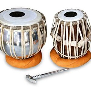 HANDMADE PROFESSIONAL QUALITY TABLA DRUM SET, STEEL BAYAN SHEESHAM WOOD DAYAN, GREAT SOUND WITH TUNNING HAMMER, CUSHIONS & COVER