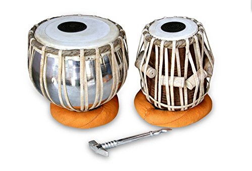 HANDMADE PROFESSIONAL QUALITY TABLA DRUM SET, STEEL BAYAN SHEESHAM WOOD DAYAN, GREAT SOUND WITH TUNNING HAMMER, CUSHIONS & COVER