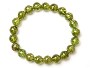 lizifang genuine natural olivine peridot gemstone stretch round crystal bead bracelet 6mm