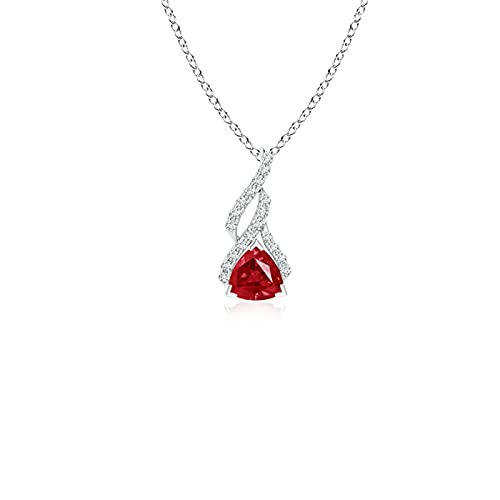 Angara Natural Ruby Solitaire Pendant Necklace for Women in 14K White Gold 18 Inch Chain (Grade-AAA|Size-4mm) | July Birthstone | Jewelry Gift for Women | Wedding | Engagement | Anniversary