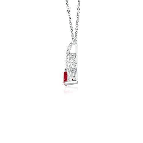 Angara Natural Ruby Solitaire Pendant Necklace for Women in 14K White Gold 18 Inch Chain (Grade-AAA|Size-4mm) | July Birthstone | Jewelry Gift for Women | Wedding | Engagement | Anniversary