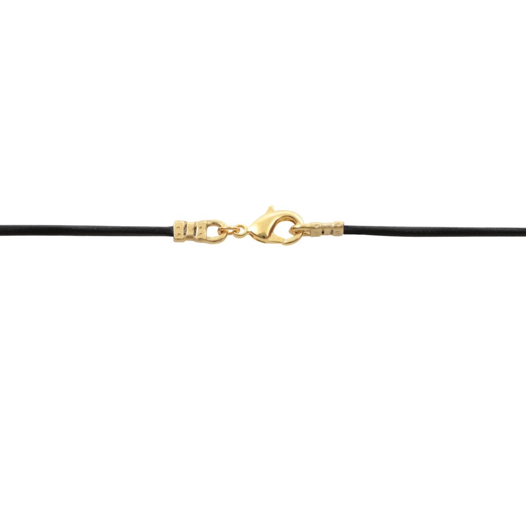 DragonWeave Gold Plated 1.8mm Fine Black Leather Cord Necklace - 18 inches