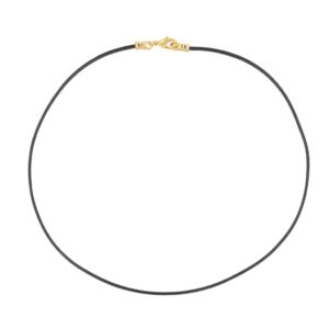 DragonWeave Gold Plated 1.8mm Fine Black Leather Cord Necklace - 18 inches