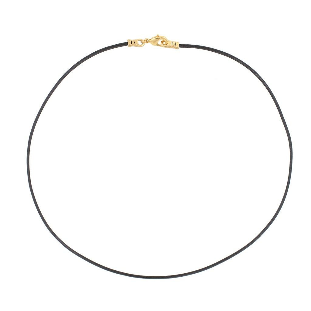 DragonWeave Gold Plated 1.8mm Fine Black Leather Cord Necklace - 18 inches