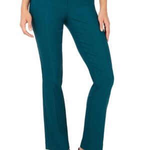 Rekucci Women's Ease Into Comfort Straight Leg Pant with Tummy Control (16 Short, Teal)