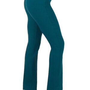 Rekucci Women's Ease Into Comfort Straight Leg Pant with Tummy Control (16 Short, Teal)