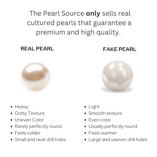 THE PEARL SOURCE 10-11mm White Freshwater Real Pearl Earrings for Women - 14K Gold Earrings | Hypoallergenic Earrings with Genuine Cultured Pearls