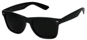 shadyveu super dark round sunglasses uv400 casual blacked out 80's retro shades (glossy black frame, dark black)