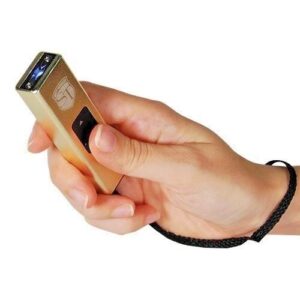 slider 3 million volt mini stun gun flashlight gold