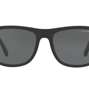 Emporio Armani Men's EA4079 Square Sunglasses, Matte Black/Grey, 57 mm