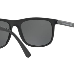 Emporio Armani Men's EA4079 Square Sunglasses, Matte Black/Grey, 57 mm