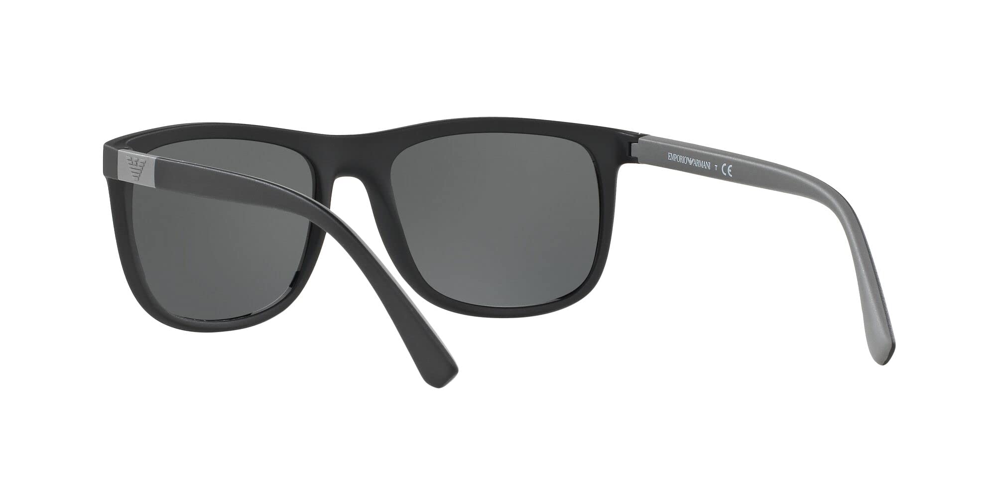 Emporio Armani Men's EA4079 Square Sunglasses, Matte Black/Grey, 57 mm