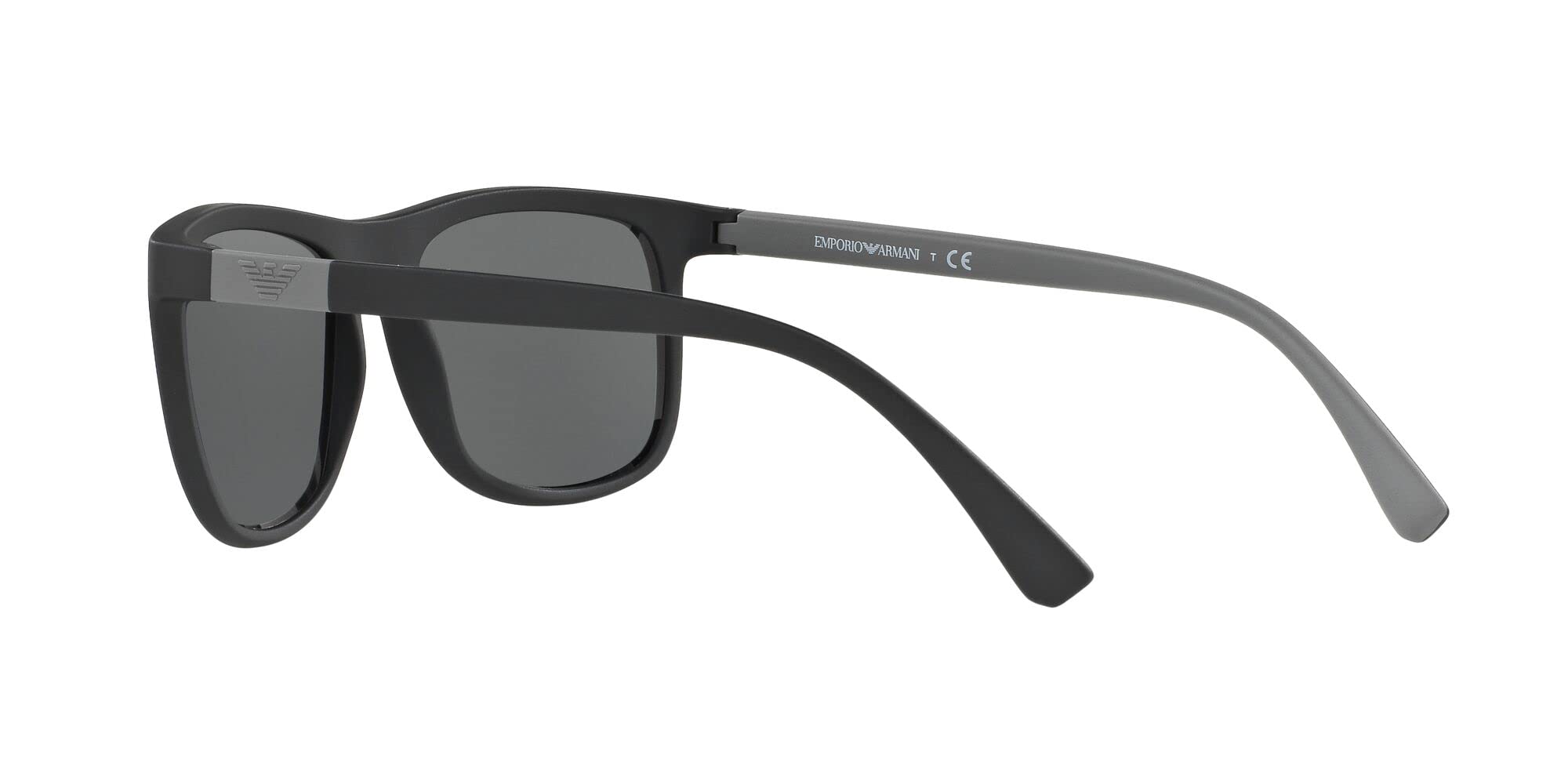 Emporio Armani Men's EA4079 Square Sunglasses, Matte Black/Grey, 57 mm