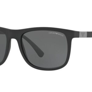 Emporio Armani Men's EA4079 Square Sunglasses, Matte Black/Grey, 57 mm