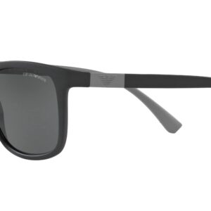 Emporio Armani Men's EA4079 Square Sunglasses, Matte Black/Grey, 57 mm