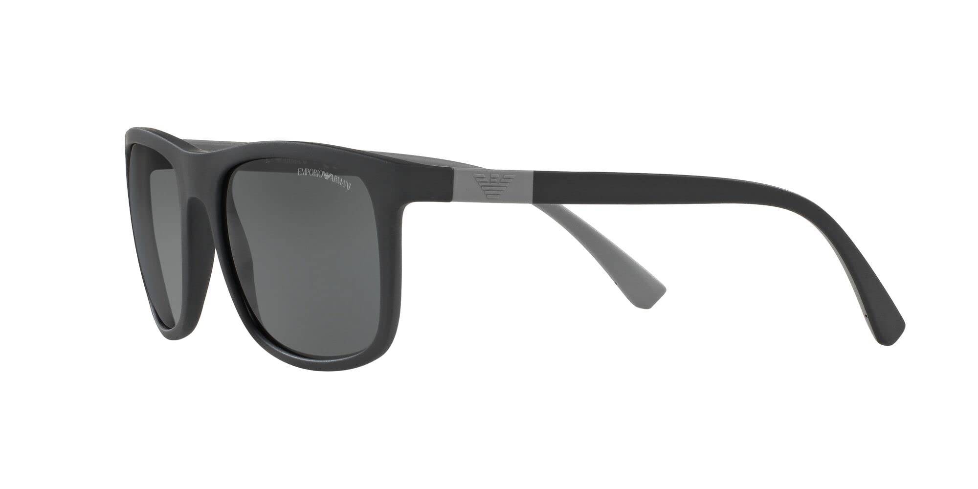 Emporio Armani Men's EA4079 Square Sunglasses, Matte Black/Grey, 57 mm