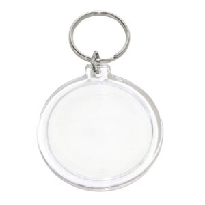 10 easy-to-use snap in photo keychains round, clear acrylic 7.9cm x 4.5cm for gifts