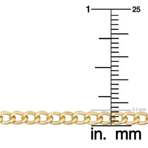 Kooljewelry 14k Yellow Gold Filled 3.2 mm High Polish Miami Cuban Curb Chain Necklace