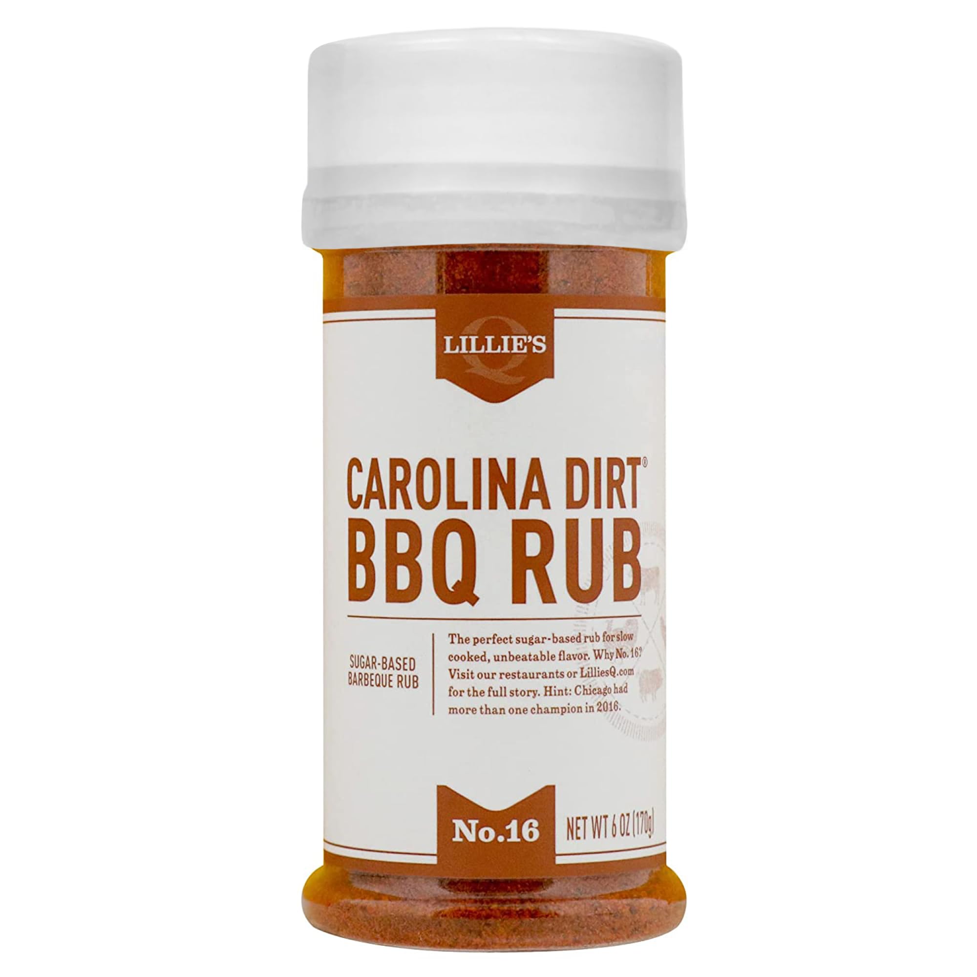 Lillie’s Q - Carolina Dirt BBQ Rub, Sugar-Based BBQ Rub, Traditional Carolina Barbeque Rub, Sweetened Blend of Southern Spices, Perfect Barbeque Seasoning for Ribs, Pork, & Fries (6 oz)