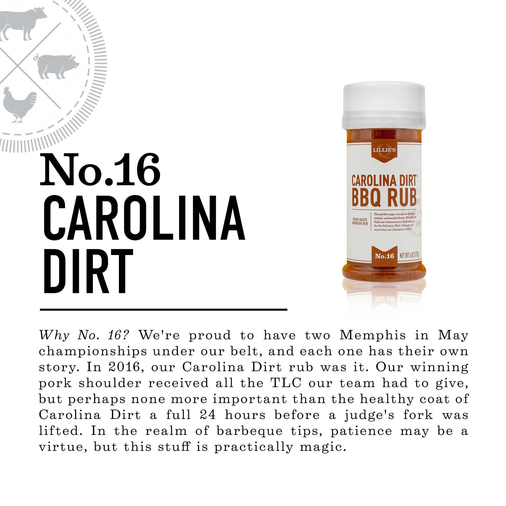 Lillie’s Q - Carolina Dirt BBQ Rub, Sugar-Based BBQ Rub, Traditional Carolina Barbeque Rub, Sweetened Blend of Southern Spices, Perfect Barbeque Seasoning for Ribs, Pork, & Fries (6 oz)