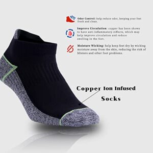 Kodal Copper Ankle Socks, Athletic Low Cut Running Socks for Men Women, Moisture Wicking, Odor Control, Breathable for Sweaty Feet (5 Pairs)