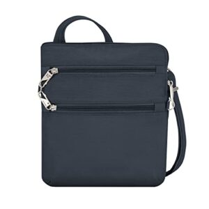 travelon anti-theft classic slim dbl zip crossbody bag, midnight -360 9 x 10.5 x 1