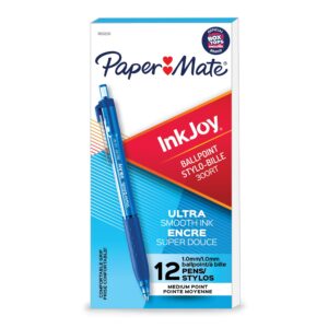 paper mate inkjoy 300rt retractable ballpoint pens, medium point, blue, box of 12