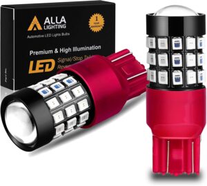 alla lighting newly upgraded 7440 7443 led brake stop, tail, turn signal lights bulbs, red t20 wedge 7444 7440ll 7443ll w21w 992 super bright 2835-smd replacement