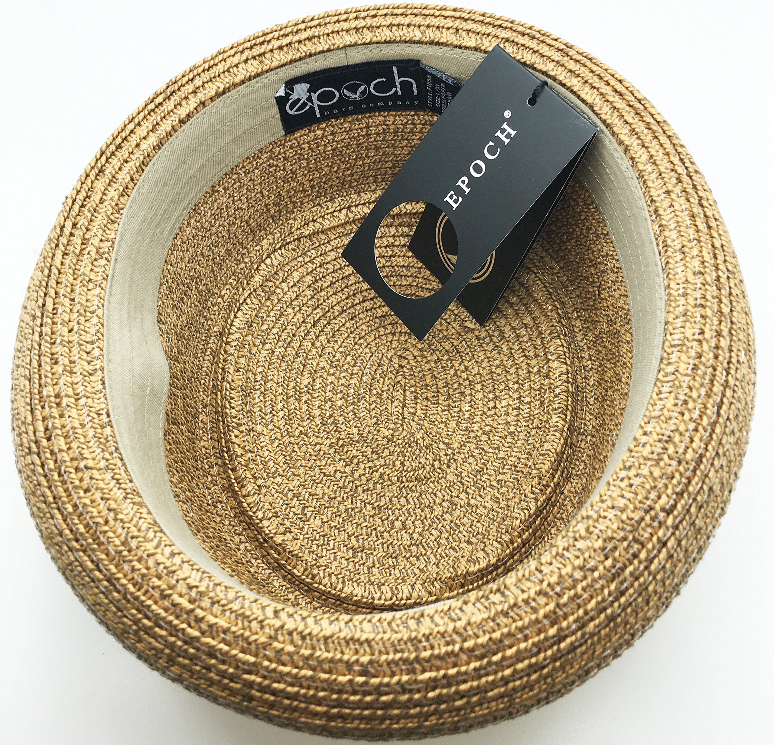 Men's Fancy Summer Straw Pork Pie Derby Fedora Upturn Brim Hat (Large-XLarge, Toast)