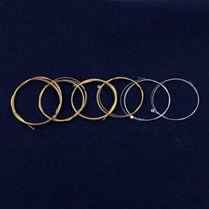 Acoustic Guitar Strings Nickel Alloy Strings Set, 6 Guitar Stings, E-010, B-013, G-023, D-030, A-036, E-046, Clear and Gold