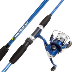 wakeman swarm series spinning rod and reel combo - blue metallic, 20