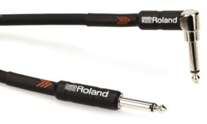 roland black series instrument cable, angled/straight 1/4-inch jack, 10-feet