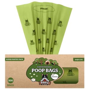 pogi’s dog poop bags - 500 unscented doggie poop bags for yards - leak-proof dog waste bags - ultra thick, extra large poop bags for dogs & cats (single large roll)