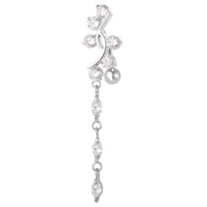 u7 belly rings platinum plated cubic zirconia leaf dangle navel rings for women beach wear