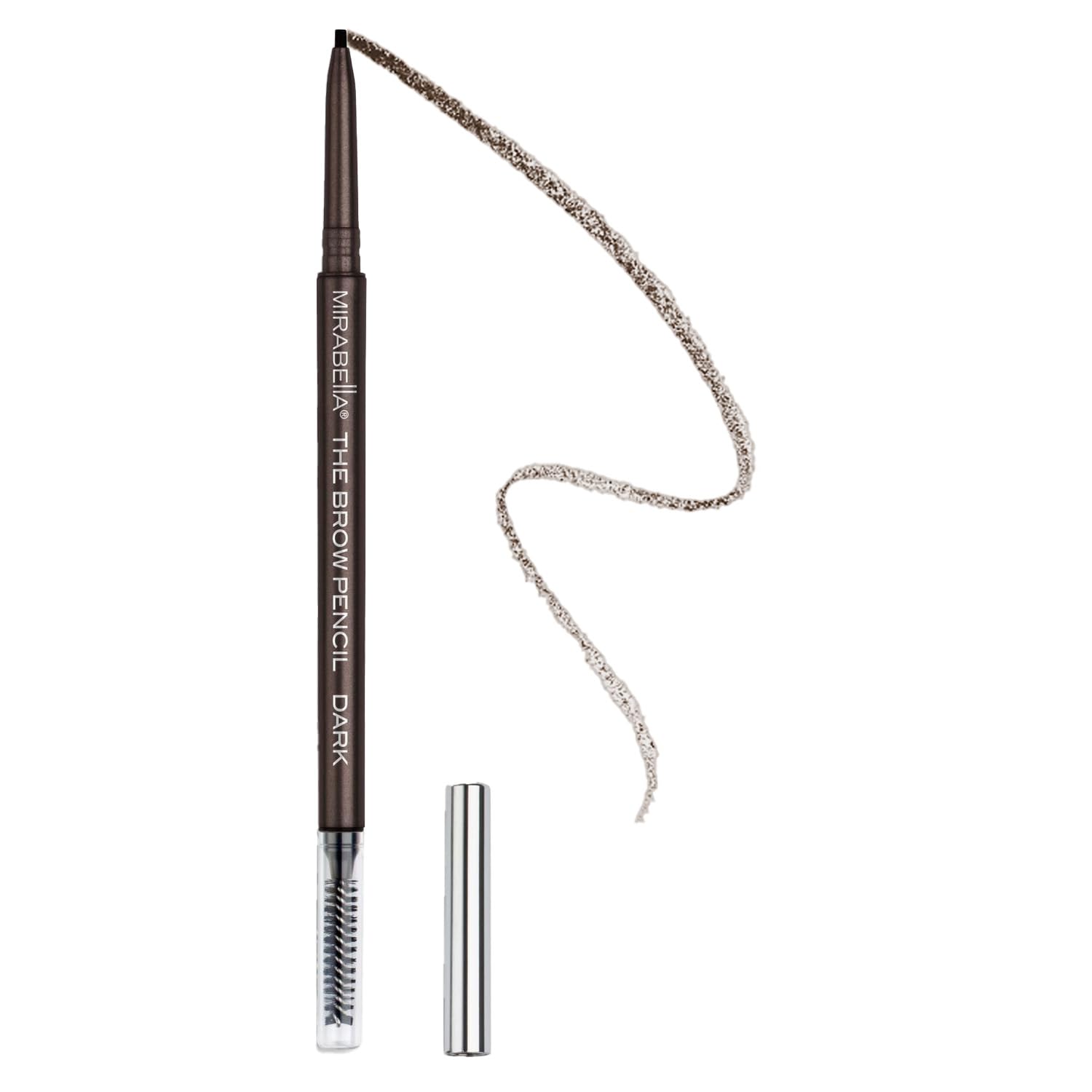 Mirabella Brow Pencil, Ultra-Fine Point Precision Waterproof Eyebrow Pencil Offers Rich, Blendable, Long-Lasting and Smudge-Proof Hair-Like Strokes to Define and Fill In Brows Naturally, Dark