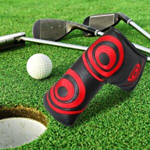 CRAFTSMAN GOLF Red Swirl Black Putter Cover Headcover for Scotty Cameron Ping blade Magnetic Closure