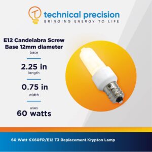 60W 120V Xenon E12 Bulb Replacement for Kichler 5905fst by Technical Precision - T3 Xenon Lamp Replacement - E12 Candelabra Screw Base - Frosted - 2700K Warm White - 1 Pack