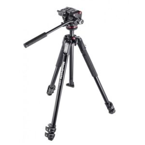 Manfrotto MK190X3-2W 190 Aluminum 3 Section Tripod Kit with MHXPRO-2W Fluid Head (Black) and Two ZAYKIR Quick Release Plates for The RC2 Rapid Connect Adapter