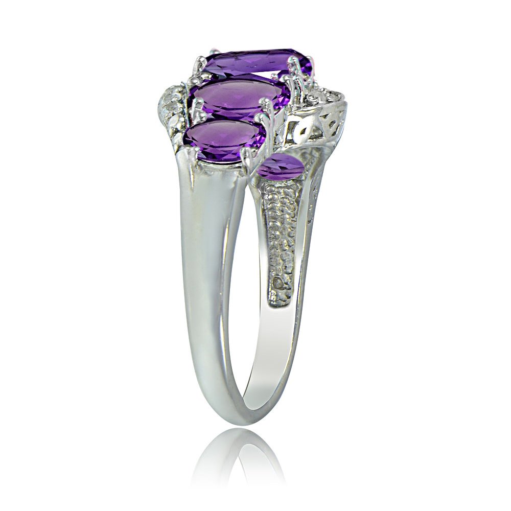 B. BRILLIANT Sterling Silver African Amethyst & White Topaz 5-Stone Ring for Women (9)