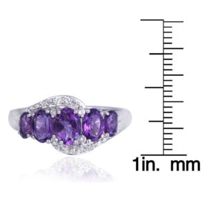 B. BRILLIANT Sterling Silver African Amethyst & White Topaz 5-Stone Ring for Women (9)