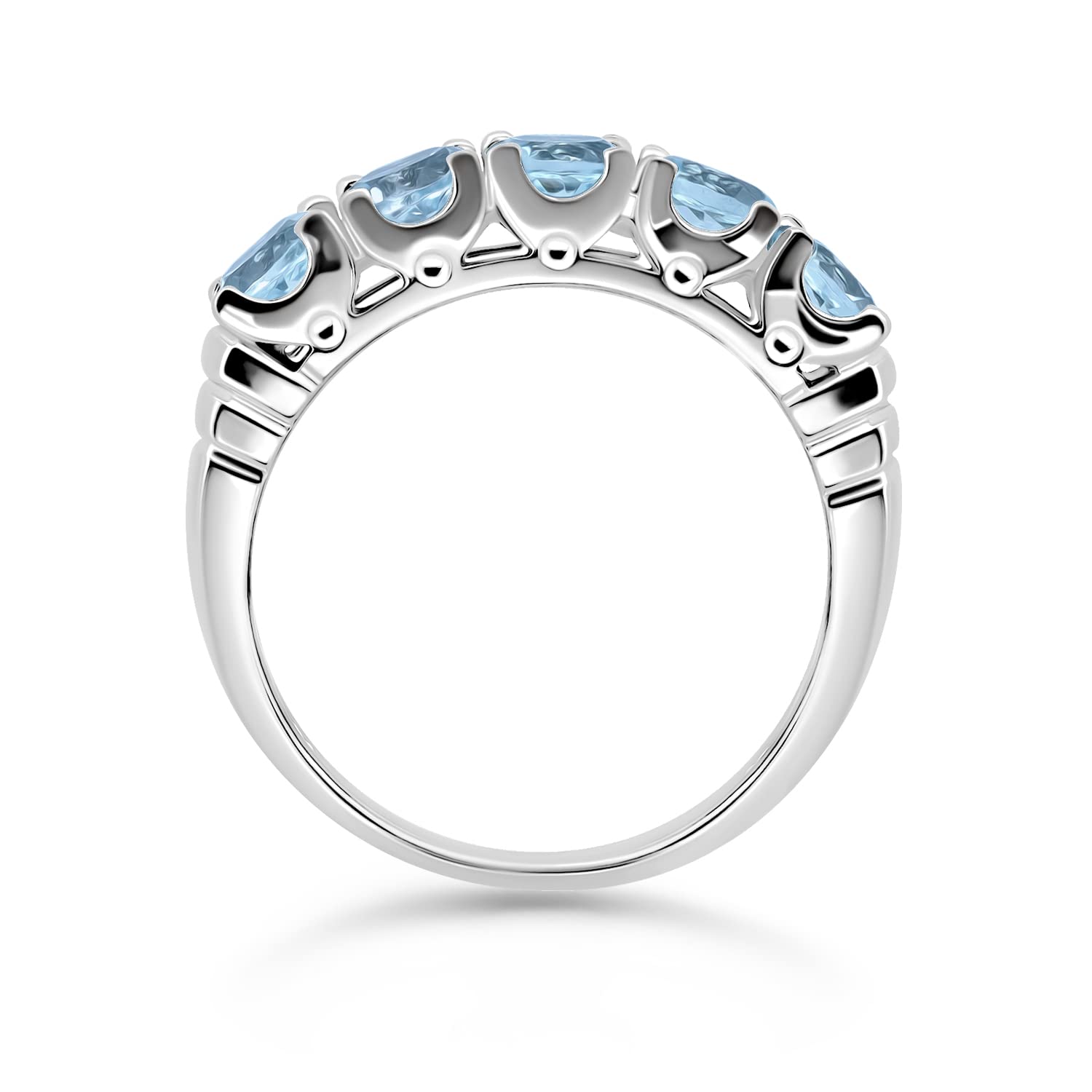 B. BRILLIANT Sterling Silver Half Eternity Band Blue Topaz Ring for Women, Size 10