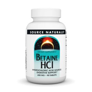 source naturals betaine hcl 650mg, inc. 90 tabs