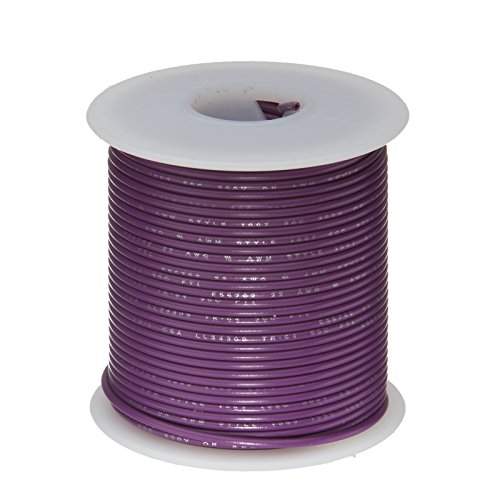 Remington Industries 20UL1007SLDVIO 20 AWG Gauge Solid Hook Up Wire, 100 feet Length, Violet, 0.0320" Diameter, UL1007, 300 Volts