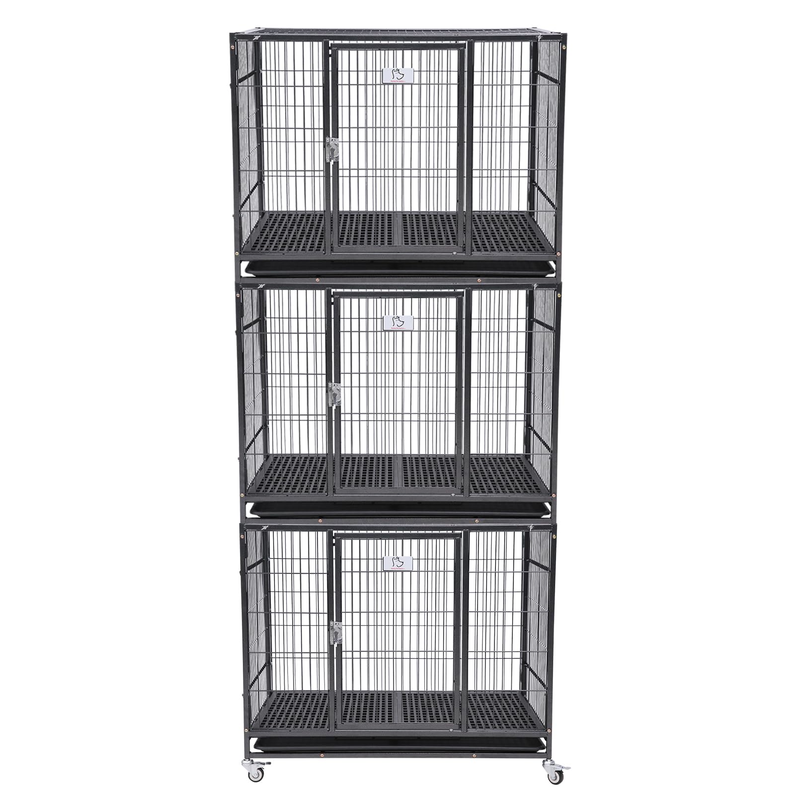 Homey Pet Three Levels 36 Inch Dog Crate, Escape Proof Dog Cage Kennel Indoor with Top Access and Lockable Wheels, Removable Tray, Heavy Duty Dog Crates for Medium/Small Dogs