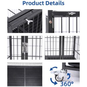 Homey Pet Three Levels 36 Inch Dog Crate, Escape Proof Dog Cage Kennel Indoor with Top Access and Lockable Wheels, Removable Tray, Heavy Duty Dog Crates for Medium/Small Dogs