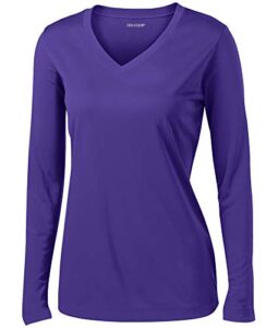 joe's usa ladies long sleeve moisture wicking athletic shirt (purple - medium)