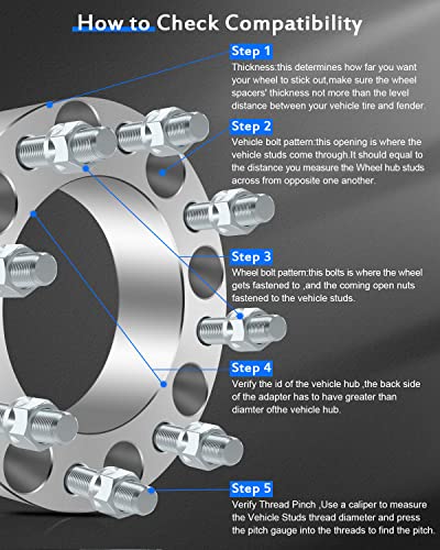 ECCPP 4pcs 8x170 Wheel Spacers 8 LUG 2" (50mm) 8x170mm to 8X170mm 125mm fits for 2003-2005 for Excursion || 2003-2018 for F-250 Super Duty for F-350 Super Duty with 14x1.5 Studs