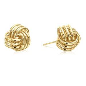 14k gold love knot stud earrings, 11mm diameter (yellow gold)……