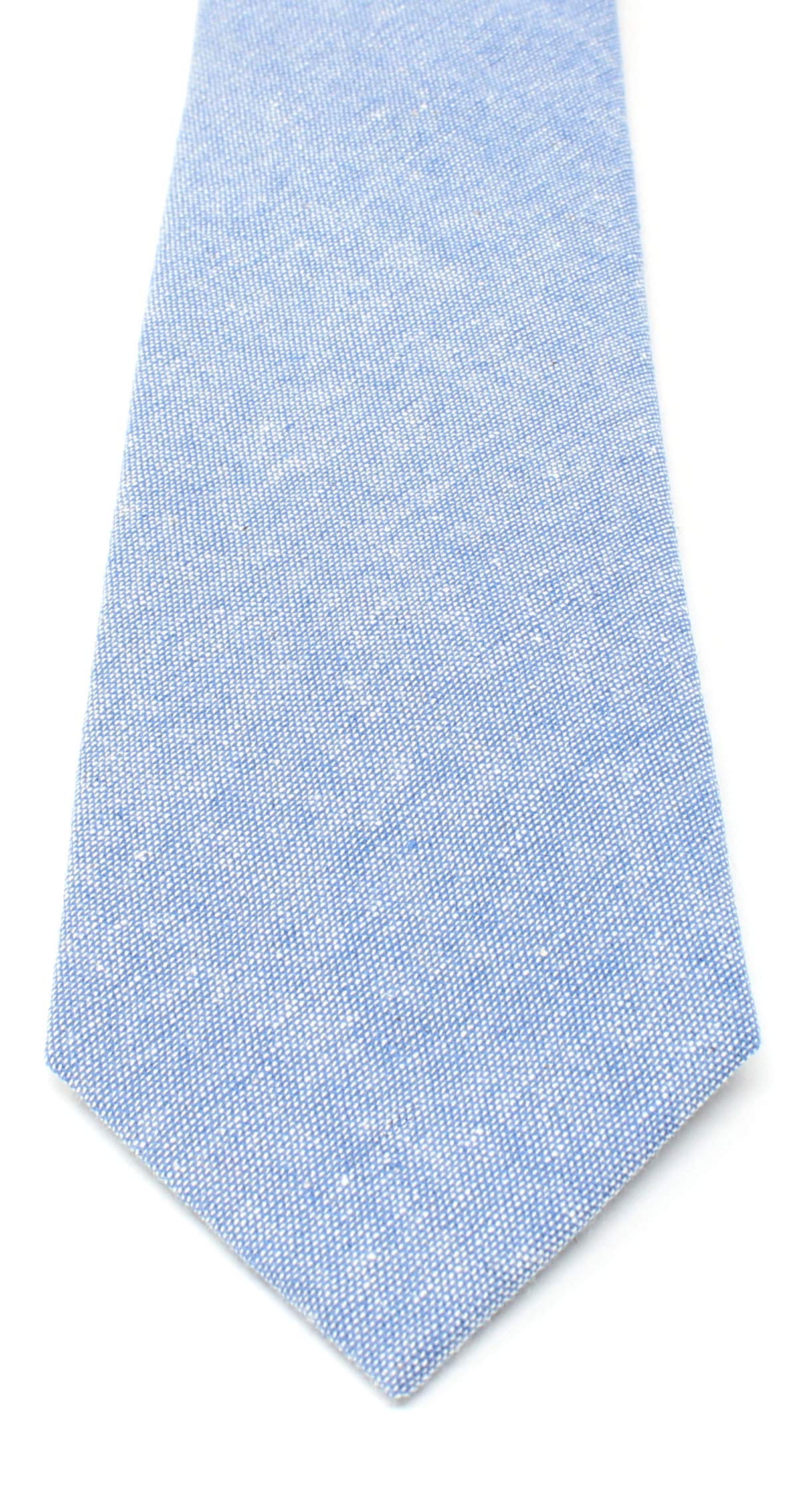 Proper Materials Men's Chambray Cotton Skinny Necktie Tie - Light Blue