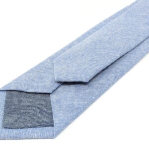 Proper Materials Men's Chambray Cotton Skinny Necktie Tie - Light Blue